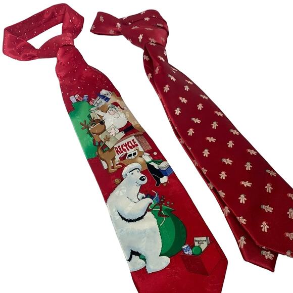 Hallmark | Accessories | Vintage Holiday Ties Funny Recycling Bear ...